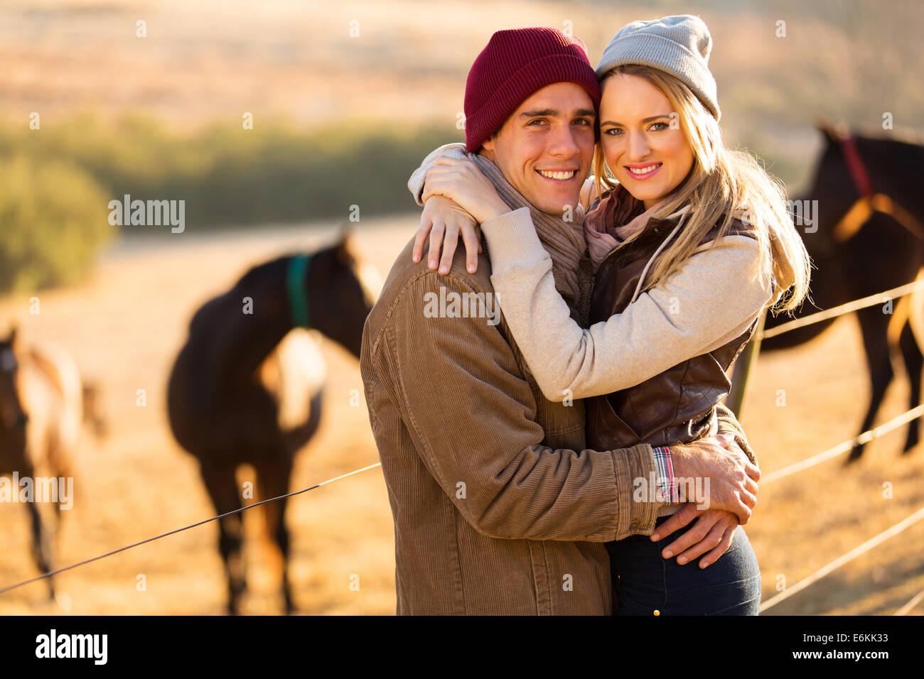 Caucasian woman hugging horse in field hi-res stock photography and ...