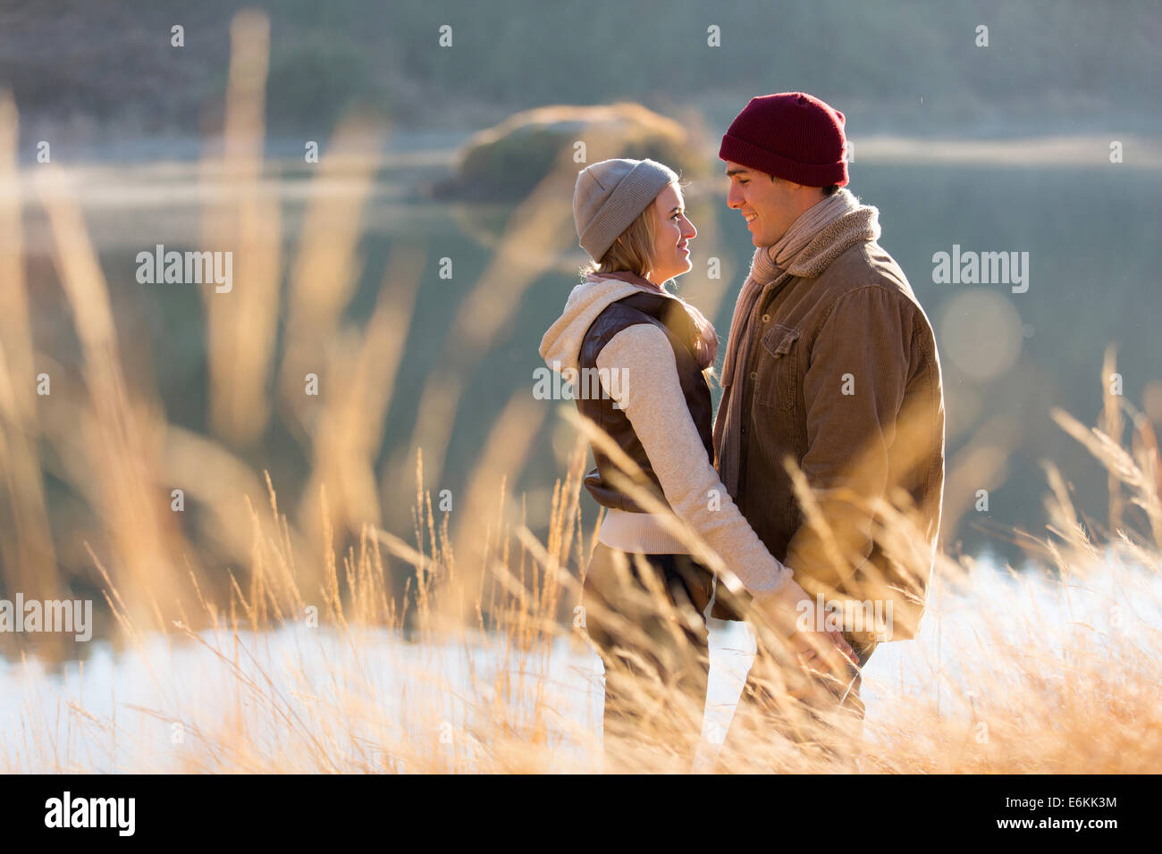 Romantic couple flirting outdoors hi-res stock photography and images ...