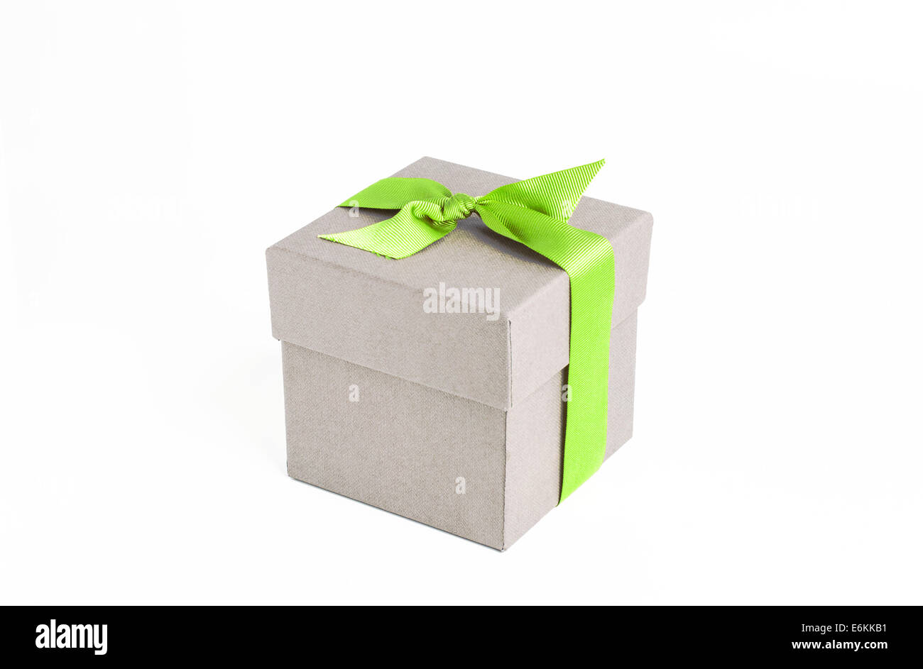 Gift box with green ribbon Stock Photo - Alamy