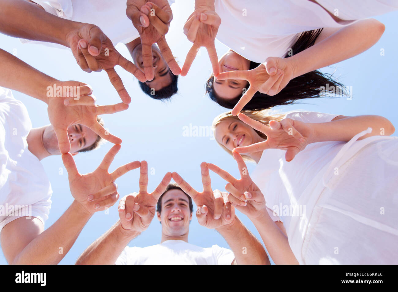 group of people hands forming a star shape outdoors Stock Photo - Alamy