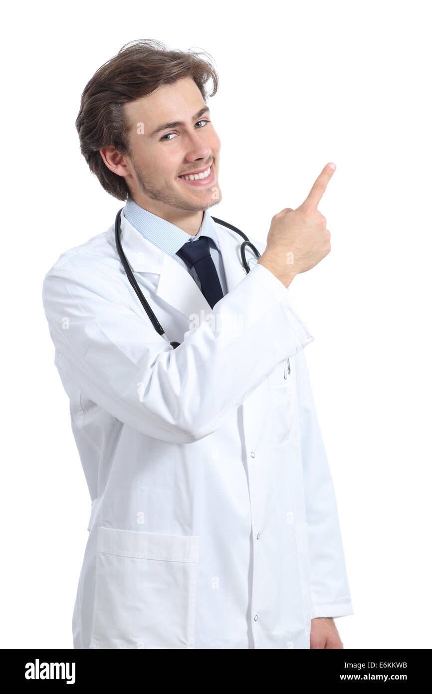 Young doctor showing on side hi-res stock photography and images - Alamy