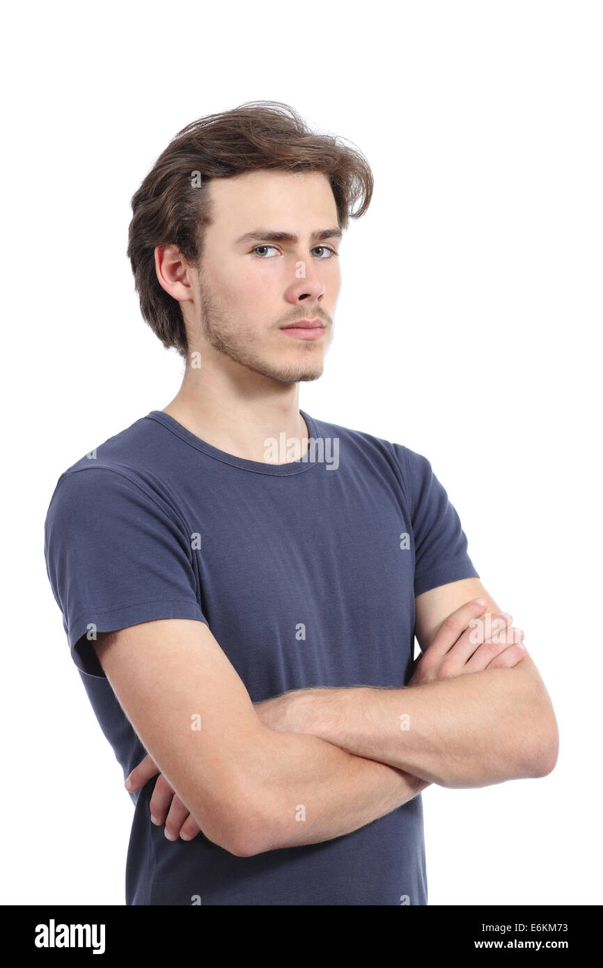 Portrait of a serious casual man with folded arms isolated on a white background Stock Photo - Alamy