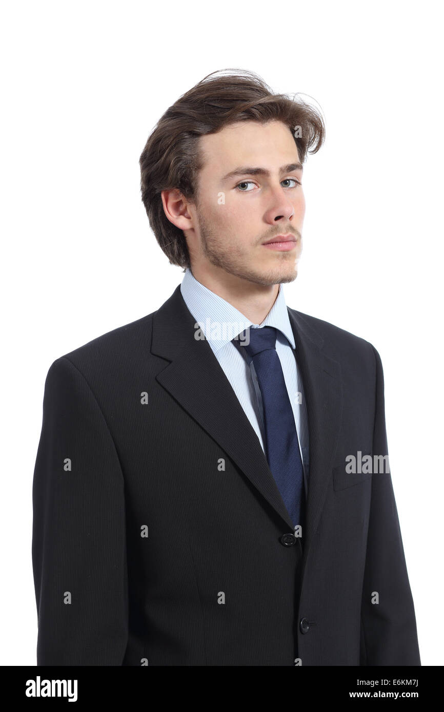 Portrait of a serious young executive isolated on a white background ...