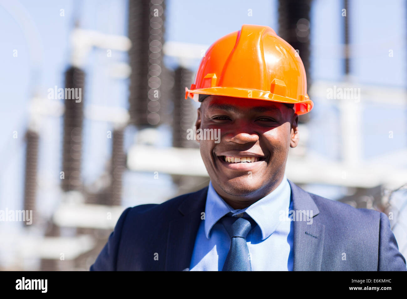 close up portrait of African electrical manager Stock Photo - Alamy