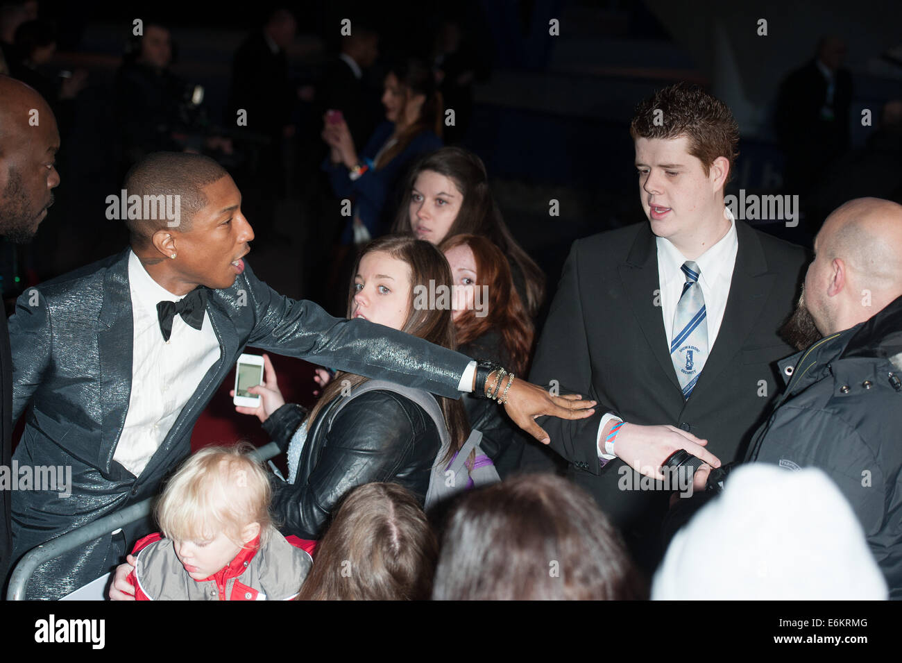 The 2014 Master Card Brit Awards held at the O2 - Arrivals Pharrell ...