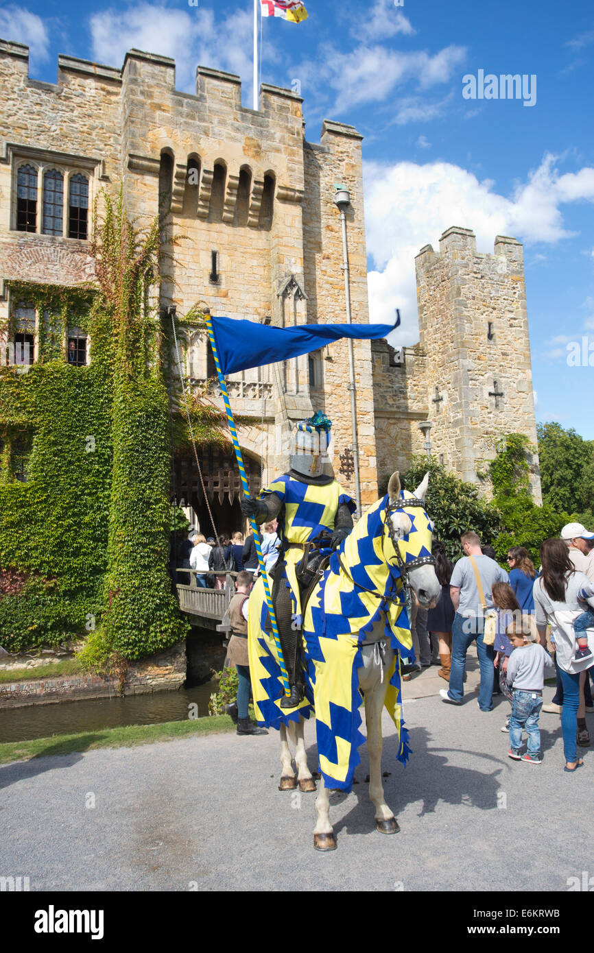 Tudor Knights on horseback at Hever Castle and Gardens, near Edenbridge ...