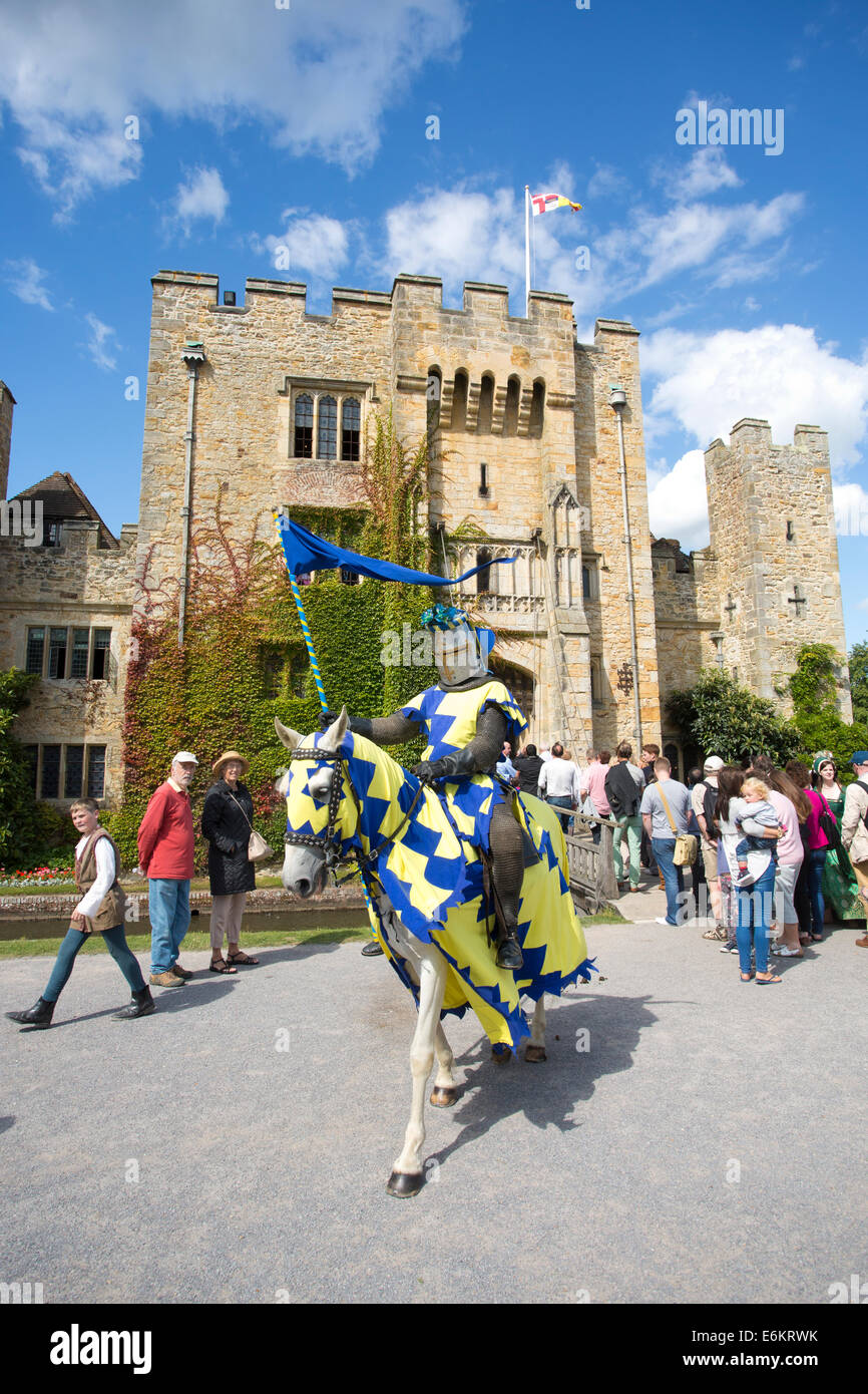 Tudor Knights on horseback at Hever Castle and Gardens, near Edenbridge ...