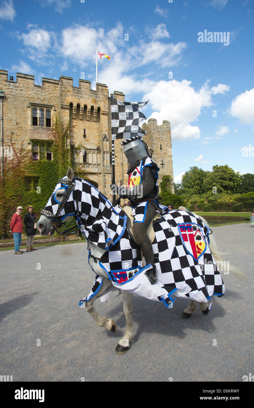 Tudor Knights on horseback at Hever Castle and Gardens, near Edenbridge ...