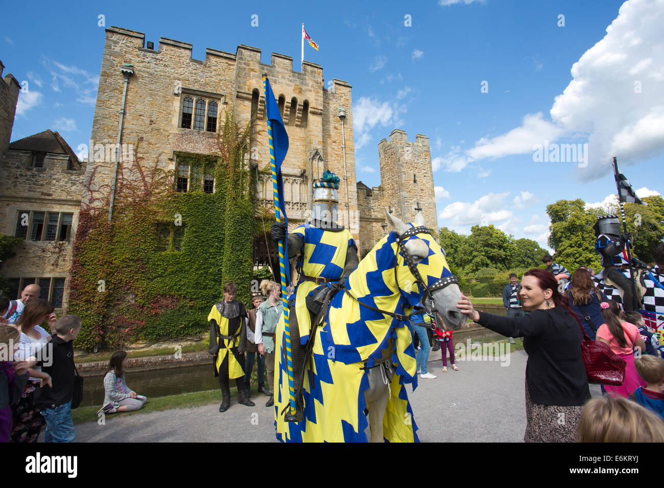 Knight on horseback at Hever Castle and Gardens, near Edenbridge, Kent ...