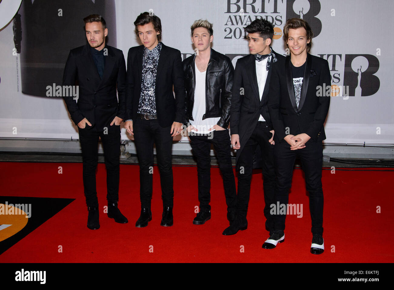 The Brit Awards (Brit's) 2014 held at the O2 - Arrivals Featuring: One Direction,Zayn Malik ...