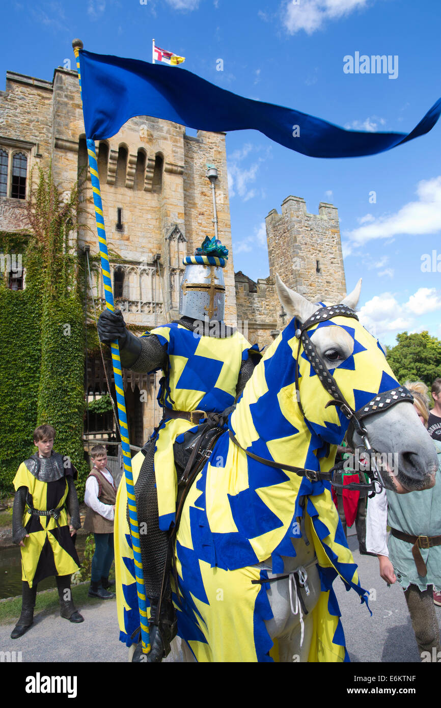 Tudor Knights on horseback at Hever Castle and Gardens, near Edenbridge ...