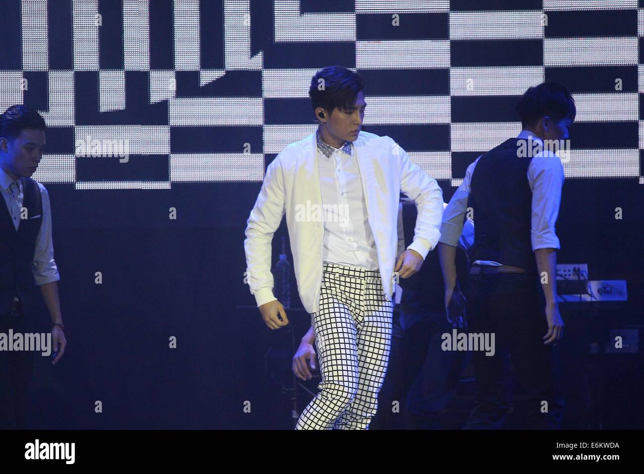 Taipei. 24th Aug, 2014. Singer Aaron Yan of Fahrenheit performs on ...