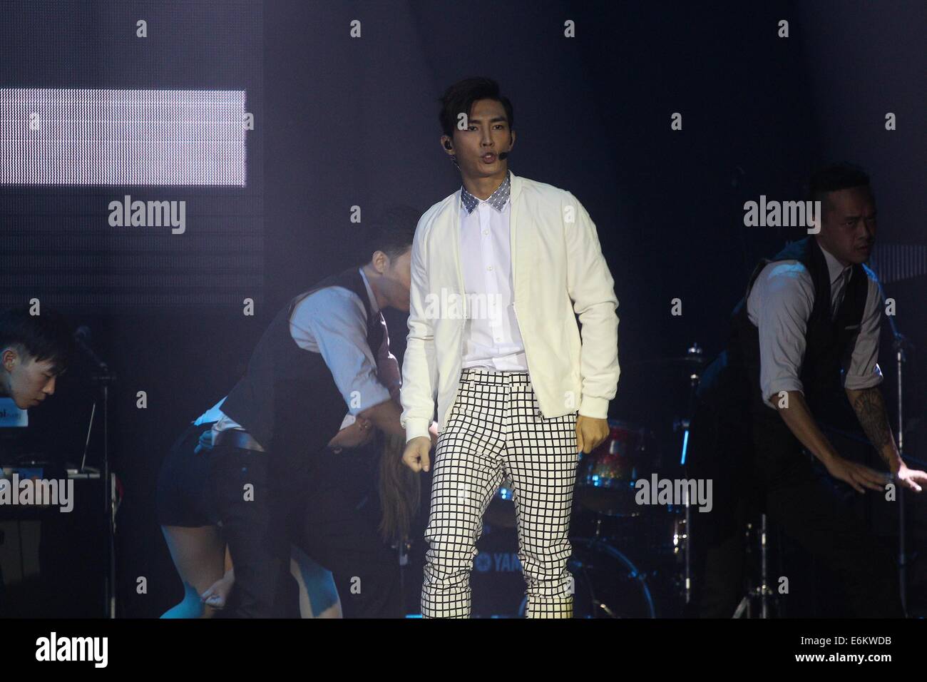Taipei. 24th Aug, 2014. Singer Aaron Yan of Fahrenheit performs on ...