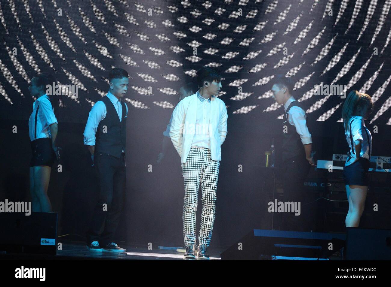 Taipei. 24th Aug, 2014. Singer Aaron Yan of Fahrenheit performs on ...