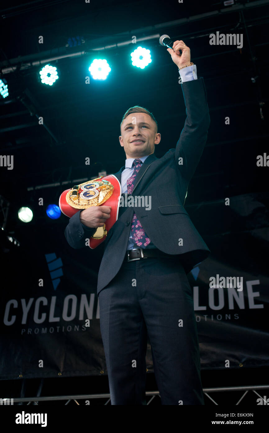 Belfast, Ireland. 9th Sept, 2014 Boxer Carl Frampton with his IBF world ...