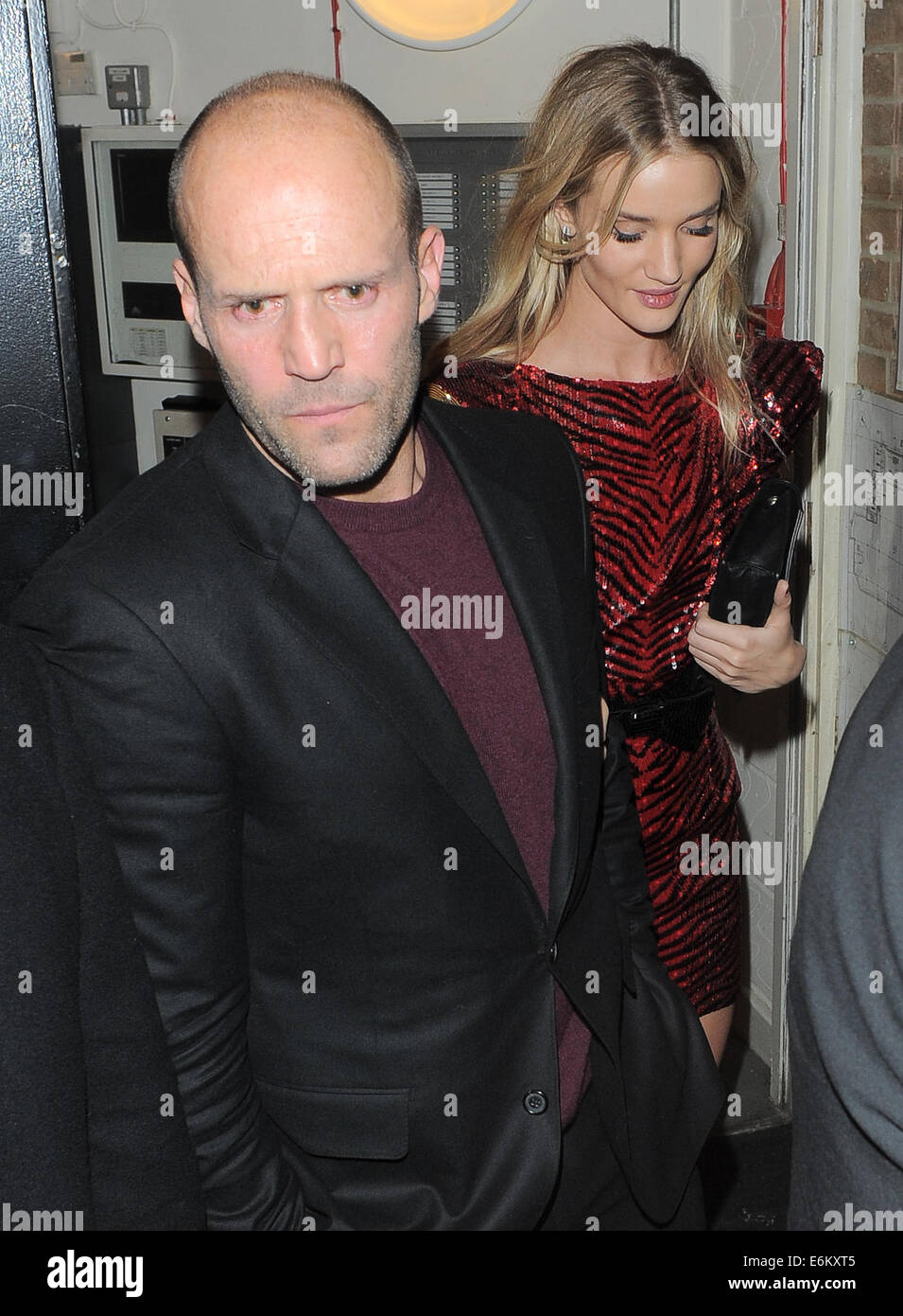 Celebrities attend a Brit Awards after party in Central London Featuring: Jason Statham,Rosie ...