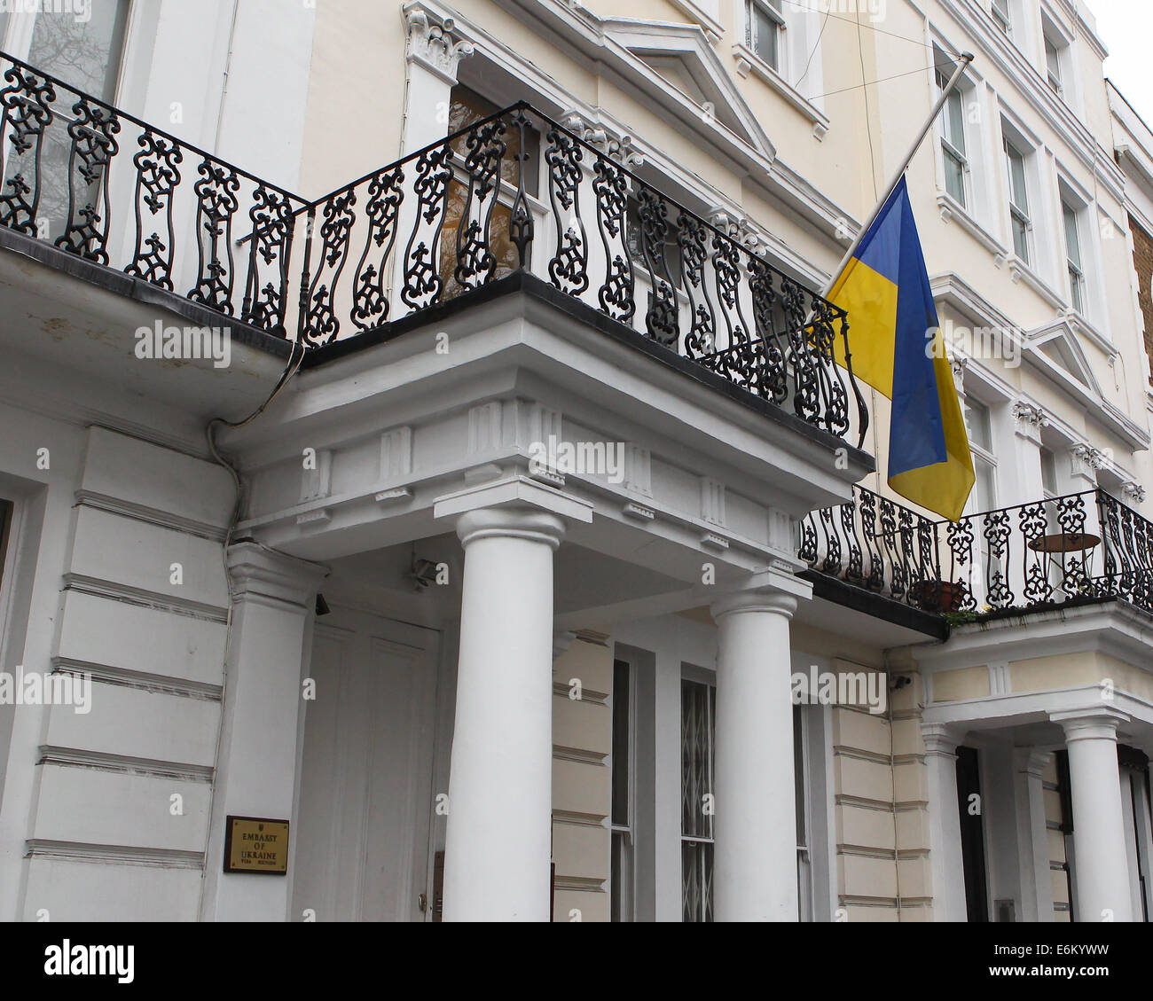 The Ukrainian flies at half-mast outside the Visa Section of the ...