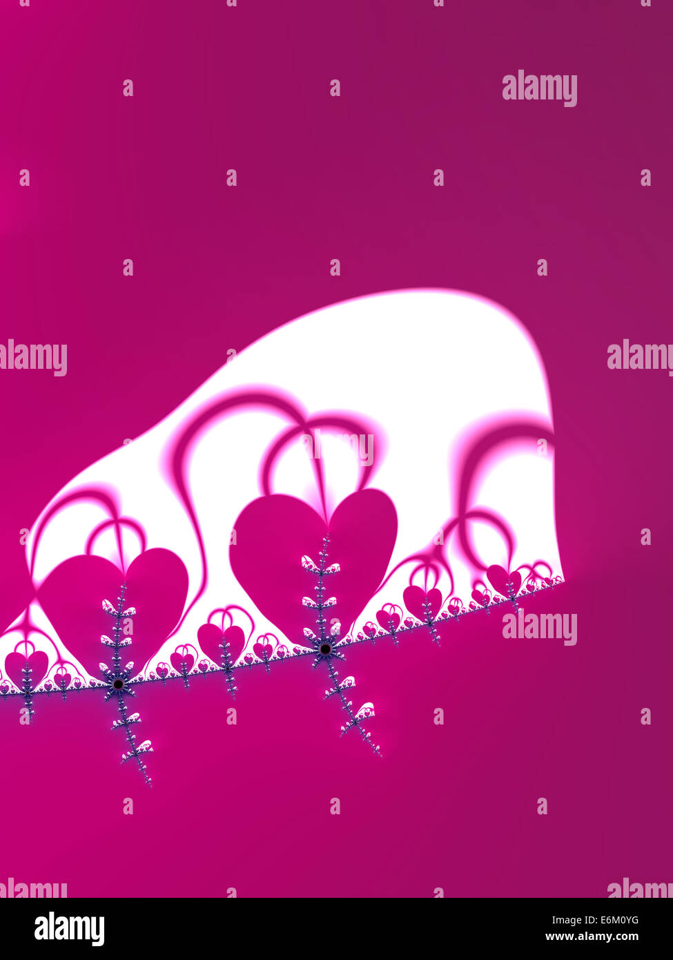Valentines Day card - Pink connected hearts - abstract fractal ...