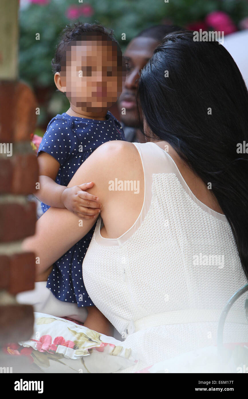 Reggie Bush and partner Lilit Avagyan with their daughter Briseis seen ...