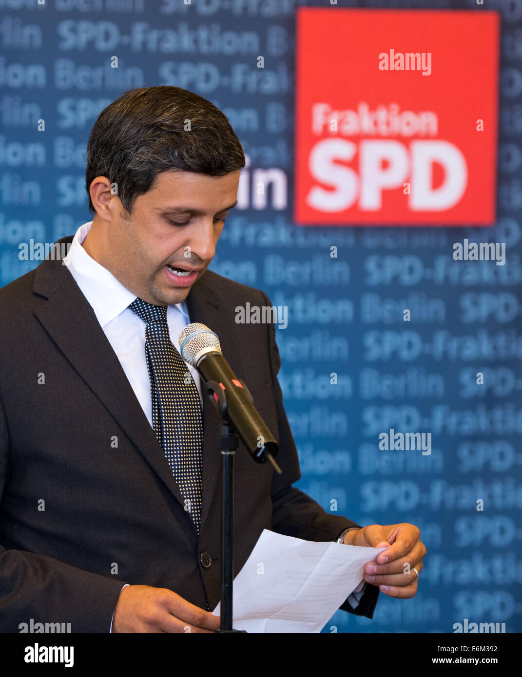 Berlin, Germany. 26th Aug, 2014. Raed Saleh, chairman of the SPD ...