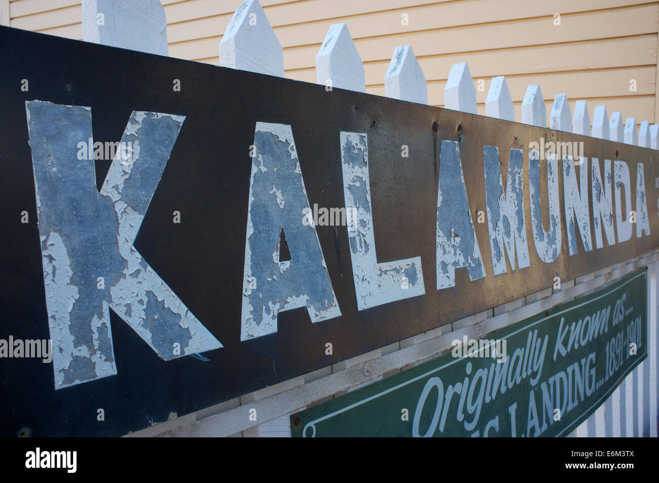 Old station sign on display at the Kalamunda History Village Stock ...