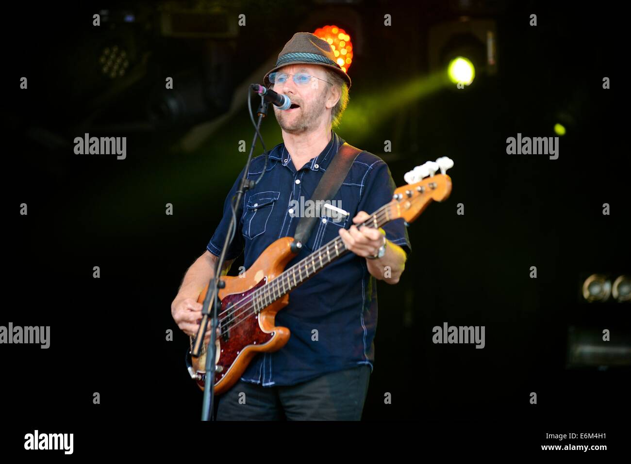 Dave Peacock of Chas n Dave performs at Camp Bestival 2014 at Lulworth ...