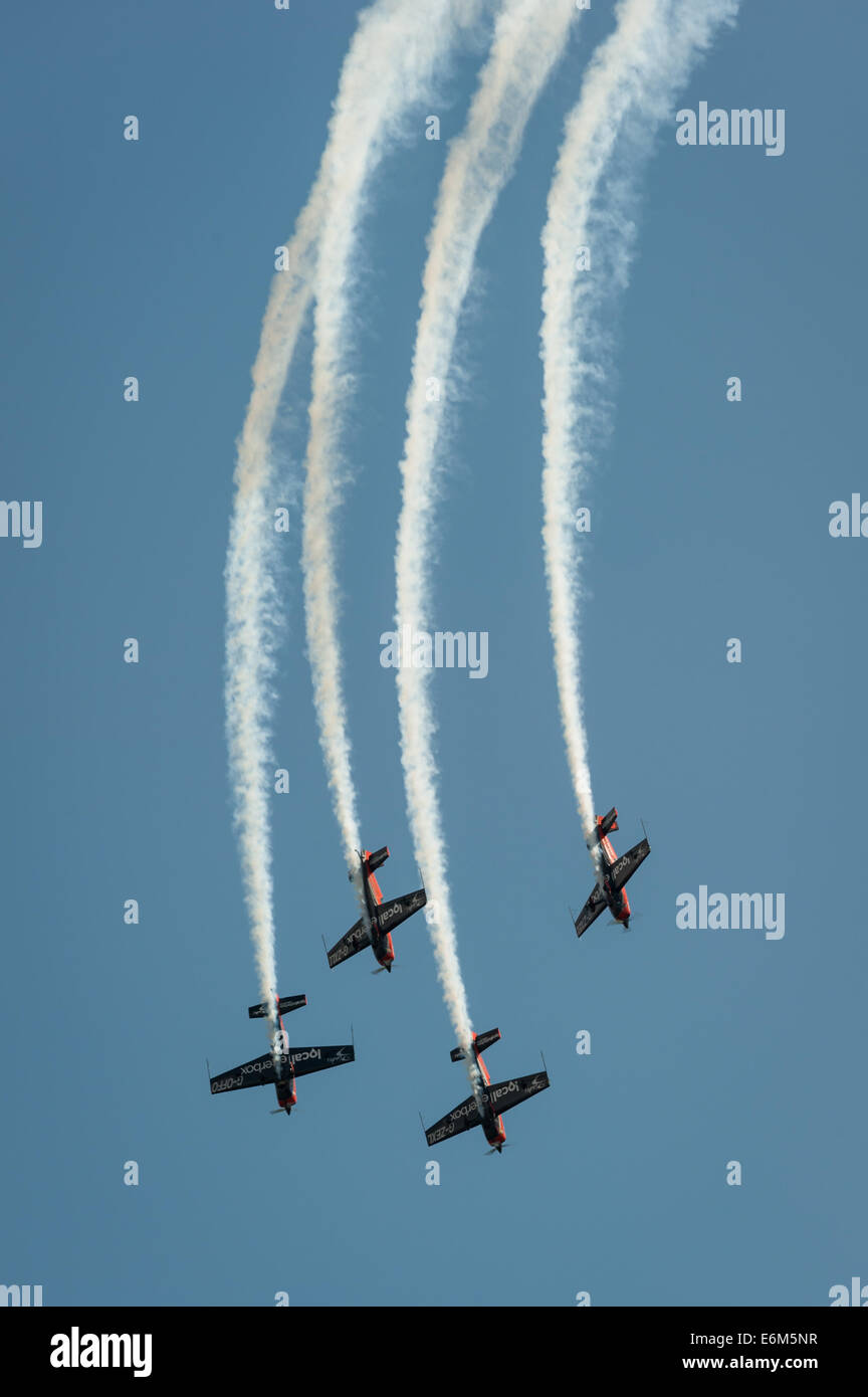 The Blades display team, flying Extra EA-300s, Dawlish Air Show Stock ...