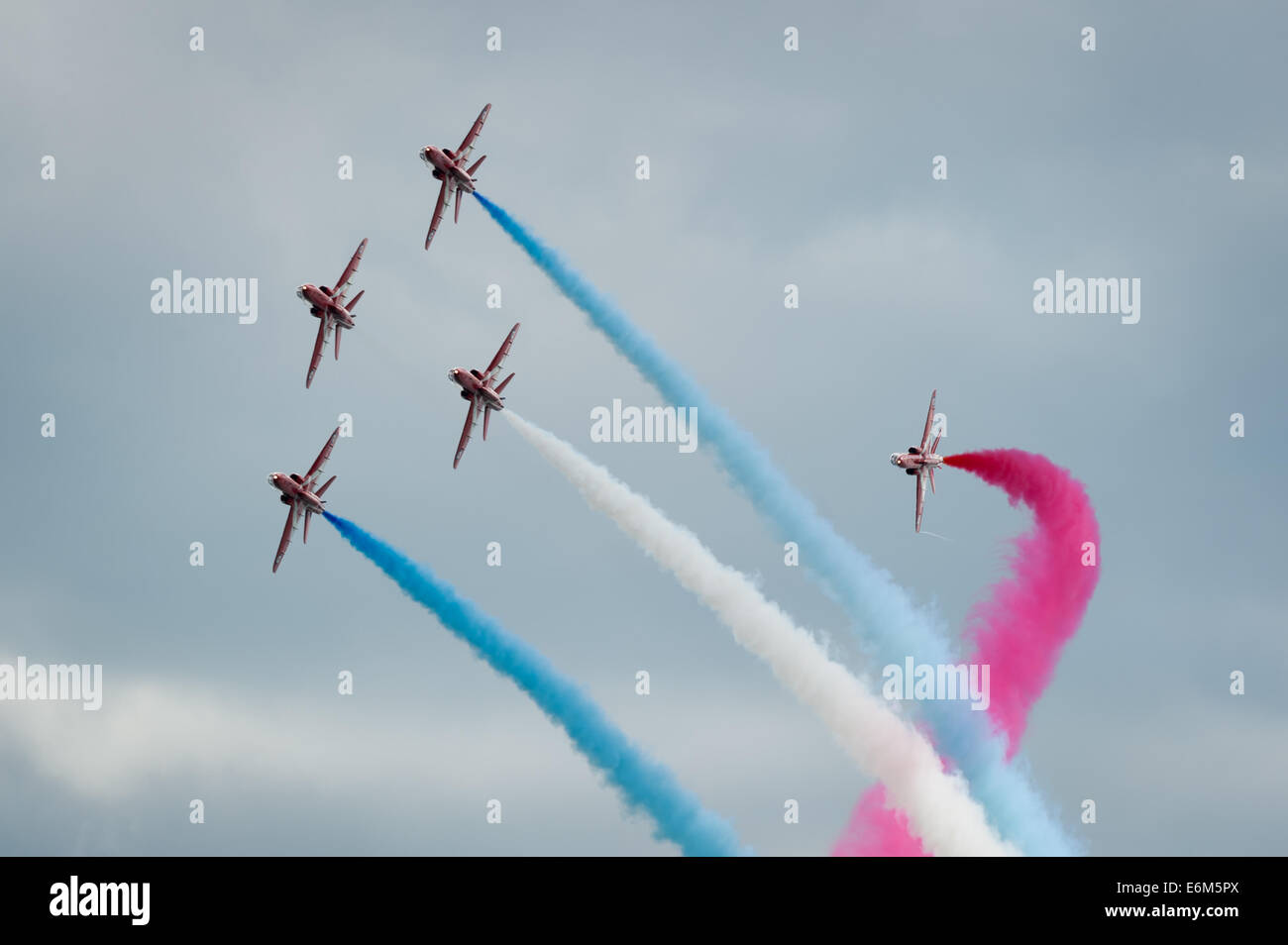 The Royal Air Force display team the Red Arrows, Dawlish Air Show Stock ...