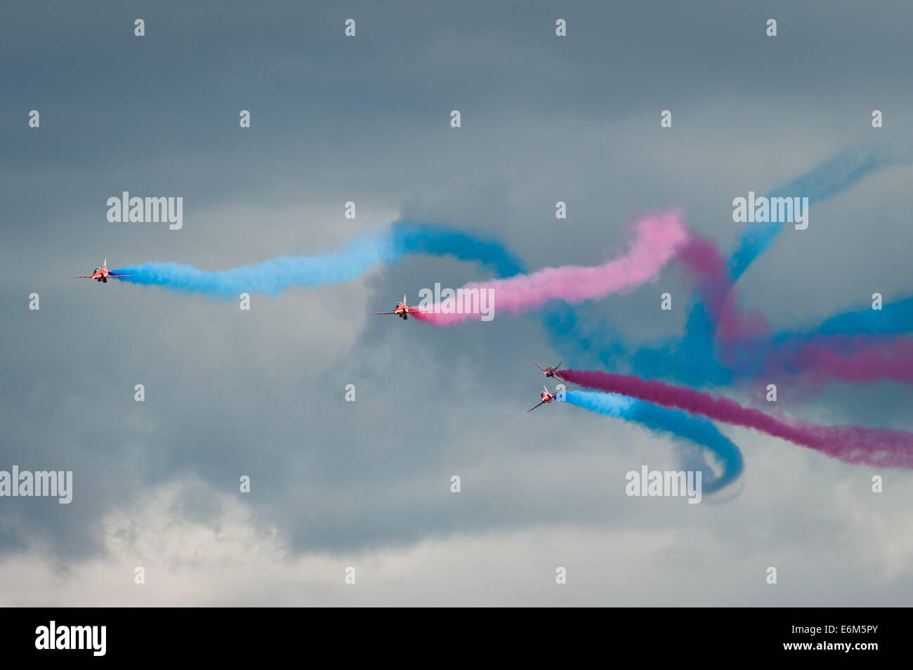 The Royal Air Force display team the Red Arrows, Dawlish Air Show Stock ...