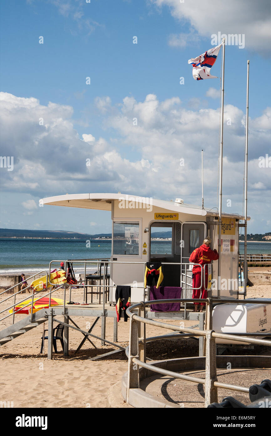 RNLI Lifeguard Hut on Bournemouth Beach Stock Photo - Alamy