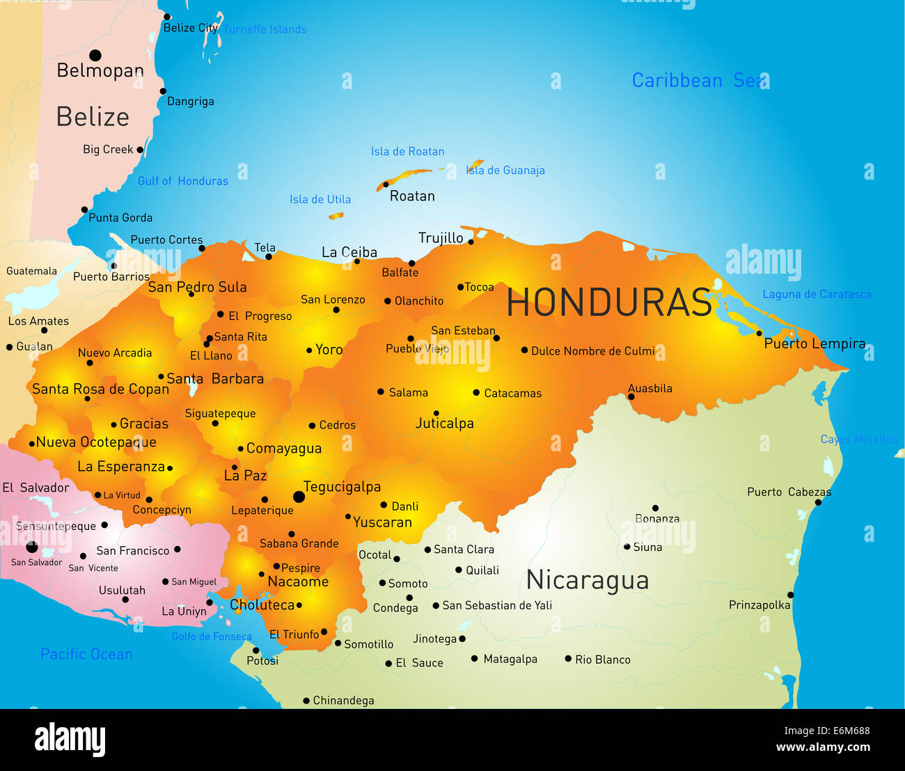 Honduras country vector color map hi-res stock photography and images ...