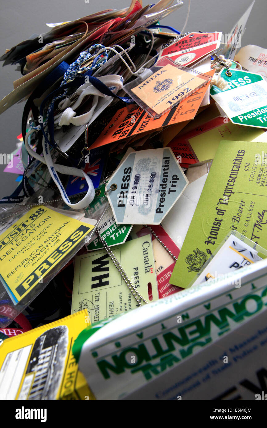 A collections of photographers' press passes Stock Photo - Alamy