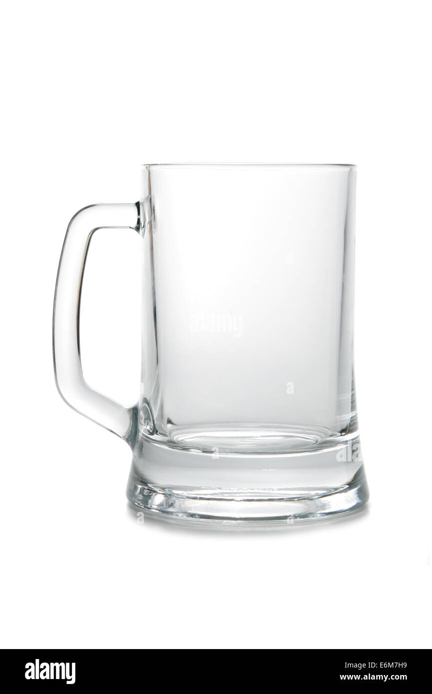 Empty beer mug close up over white background Stock Photo - Alamy