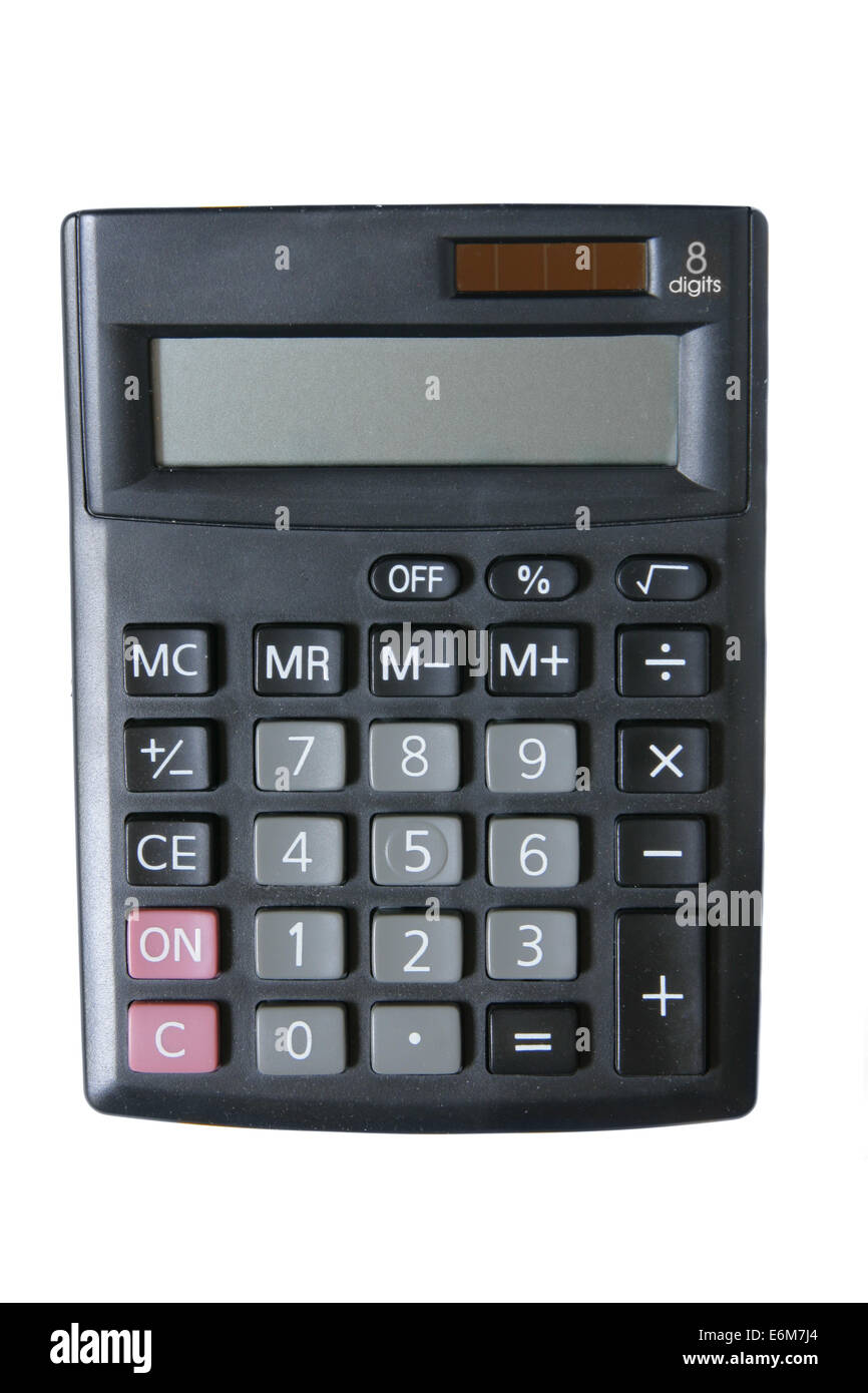 Calculator close up isolated over white background Stock Photo - Alamy