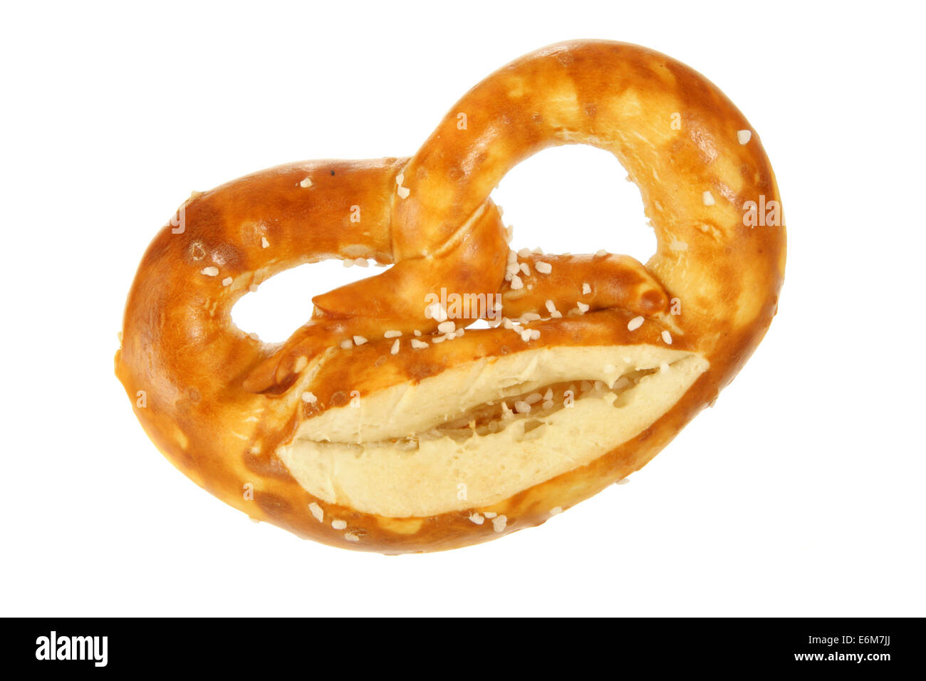 Salted pretzel with cheese isolated over white background Stock Photo ...