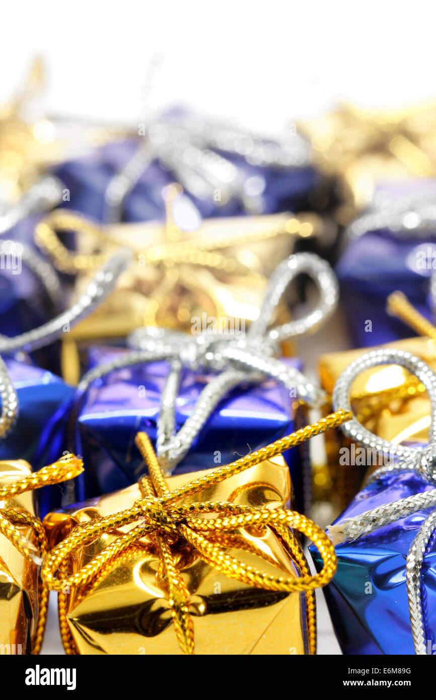 Lots of colorful gift boxes isolated over white background Stock Photo ...