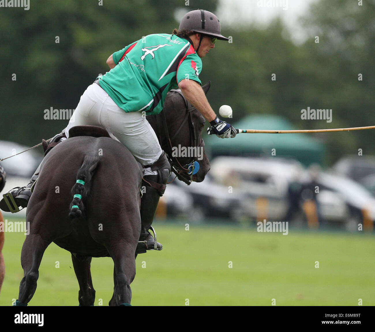 Alec White controls the ball as he plays for Dubai in the 2013 Veuve ...