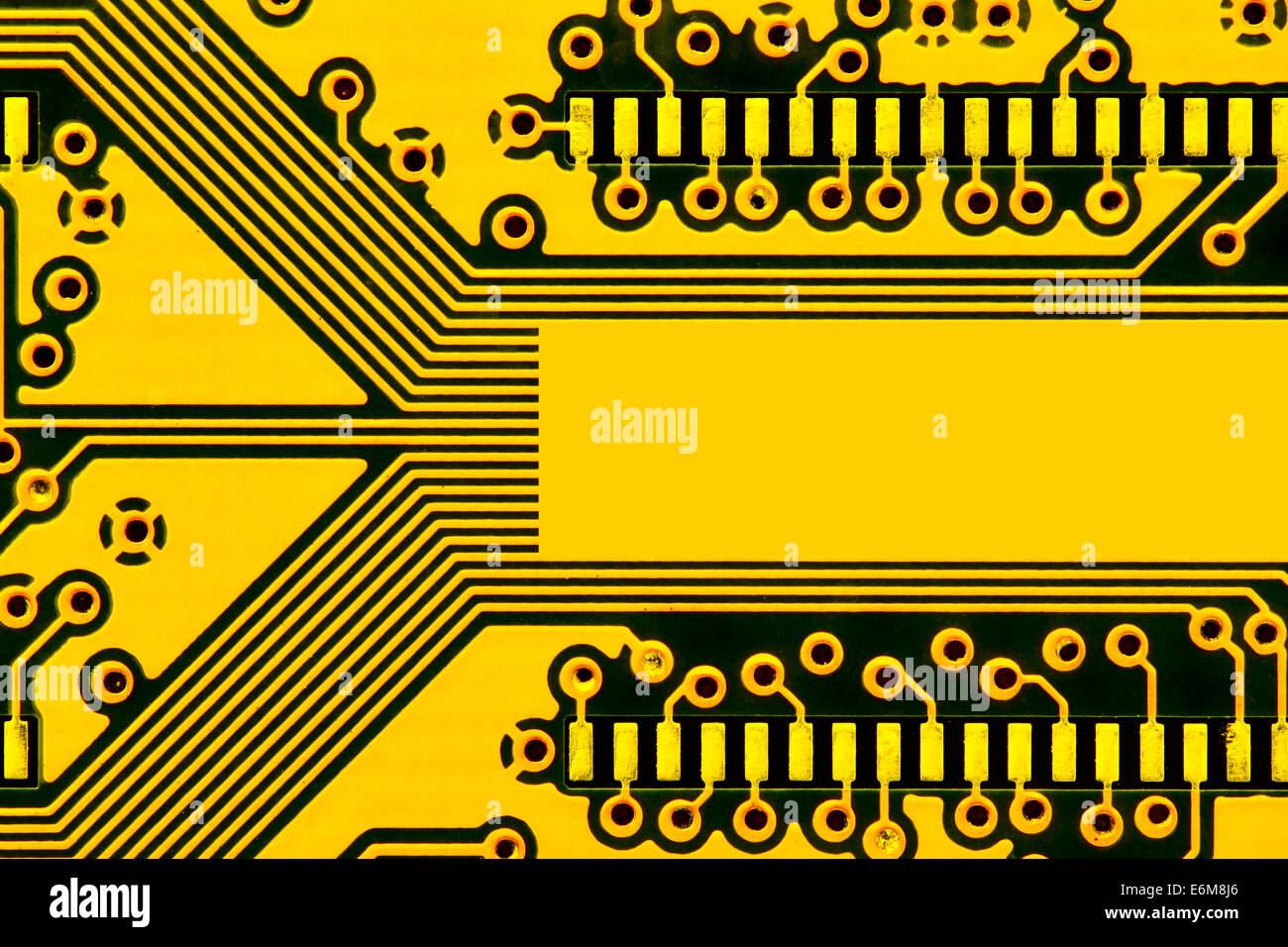 Yellow circuit board super close-up with space for your own text Stock ...
