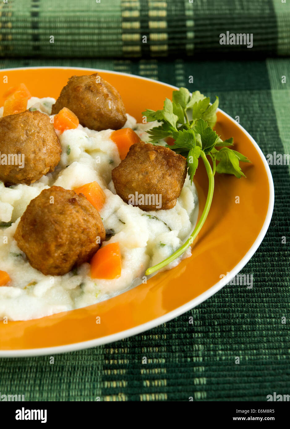 Homemade swedish meatballs with mashed potatoes Stock Photo - Alamy