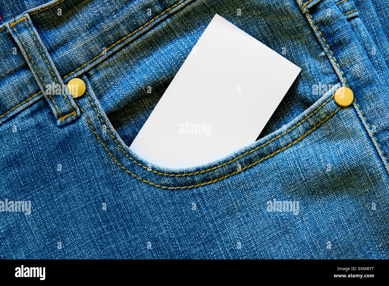 Blank calling card in blue jeans pocket Stock Photo - Alamy
