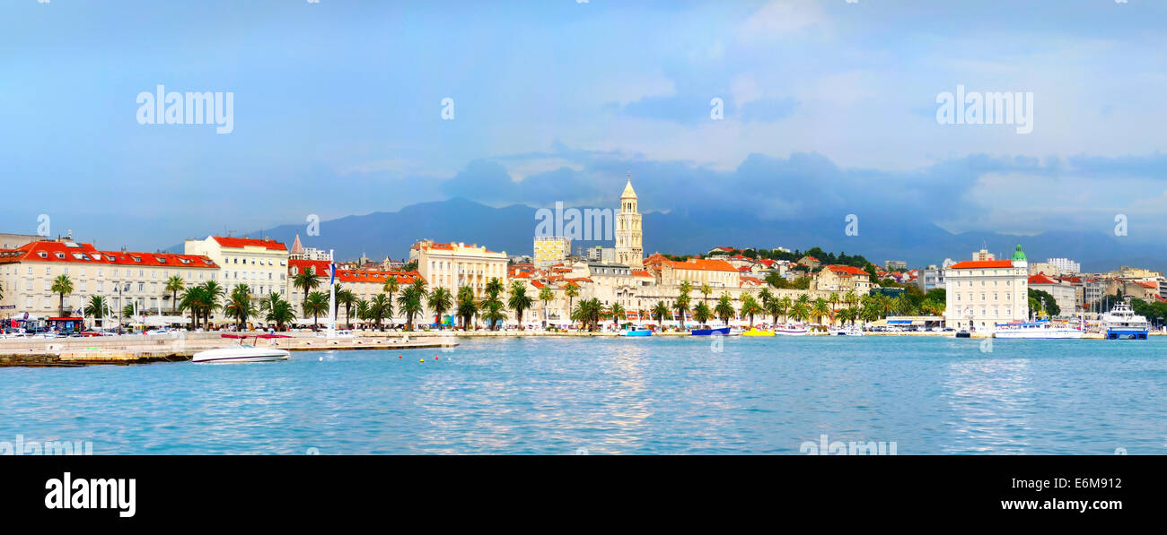 Panoramic view of Split with famous Diocletian palace in the center ...