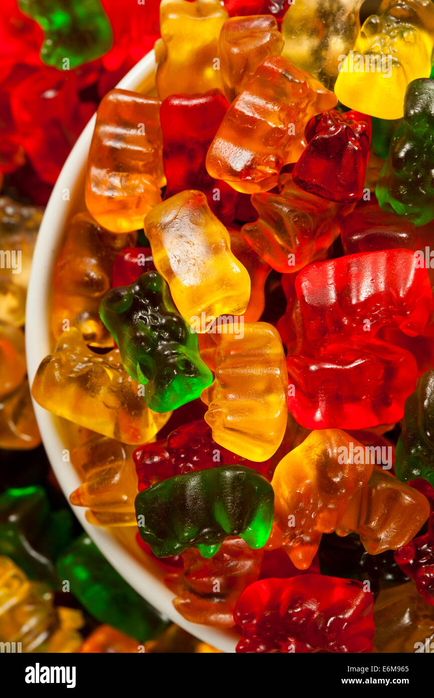Colorful Fruity Gummy Bears Ready to Eat Stock Photo - Alamy