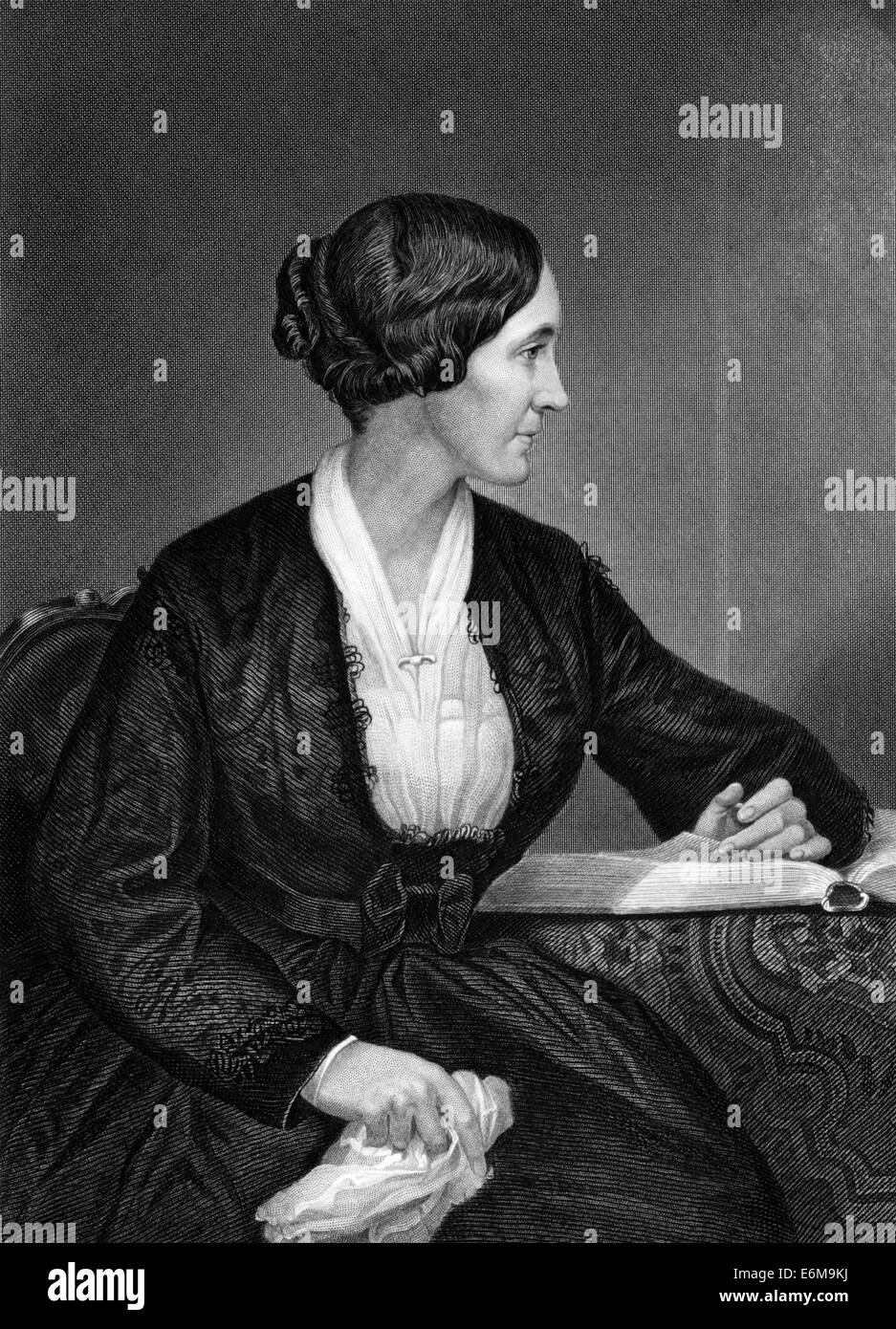 Alice Cary (1820-1871) on engraving from 1873. American poet Stock ...
