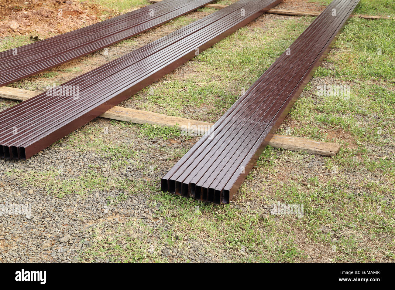 rectangular steel pipe for construction Stock Photo - Alamy