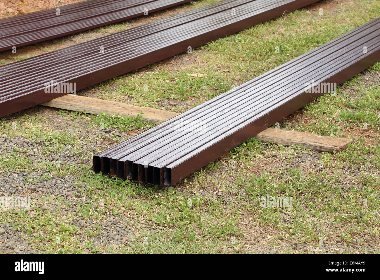 rectangular steel pipe for construction Stock Photo - Alamy