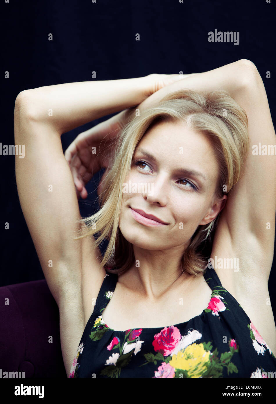 Portrait of pensive woman Stock Photo - Alamy Portrait of pensive woman Stock Photo - Alamy