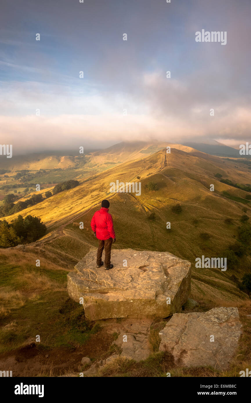 Rambler Looking across The Great Ridge and Mam Tor Edale Valley ...