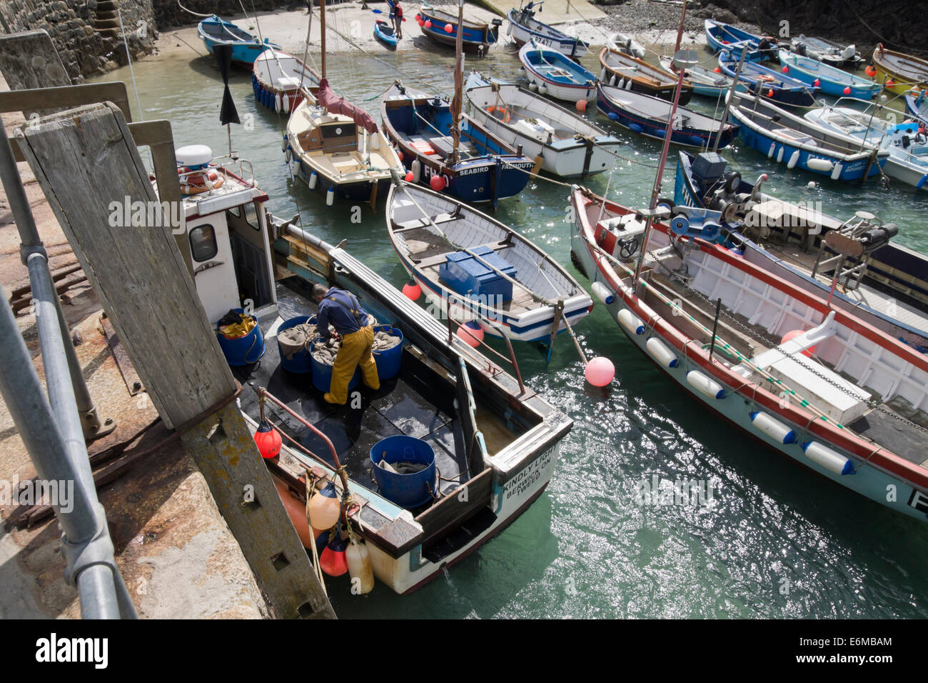Boats in coverack harbour Coverack Lizard Cornwall England UK Crabbing ...