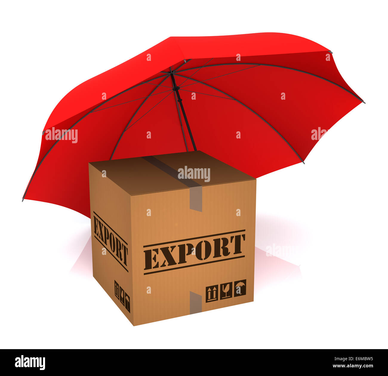 Isolated Package Export and Red Umbrella Stock Photo - Alamy