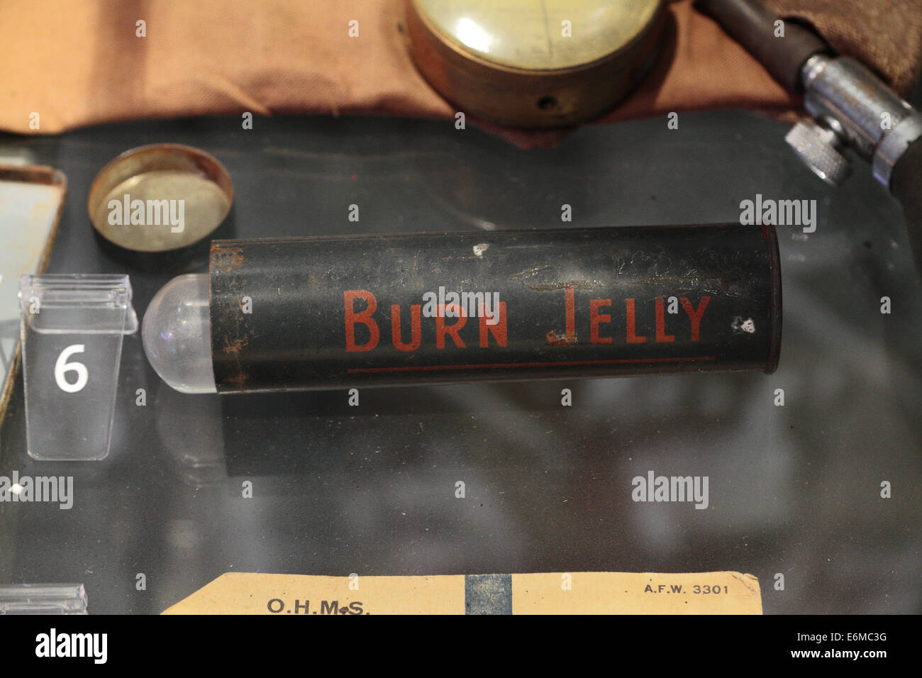 A tube of ointment used for burns on display in the Airborne Museum ...